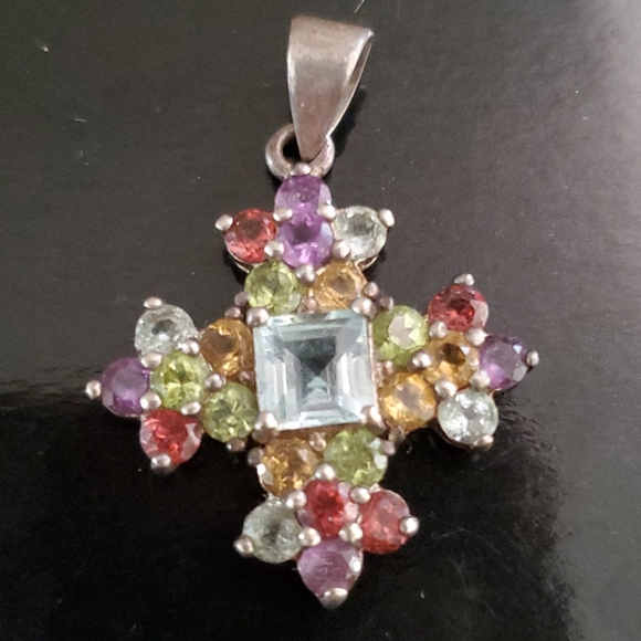 Jewelry | Vintage Ss Genuine Gem Cross Pendant | Poshmark